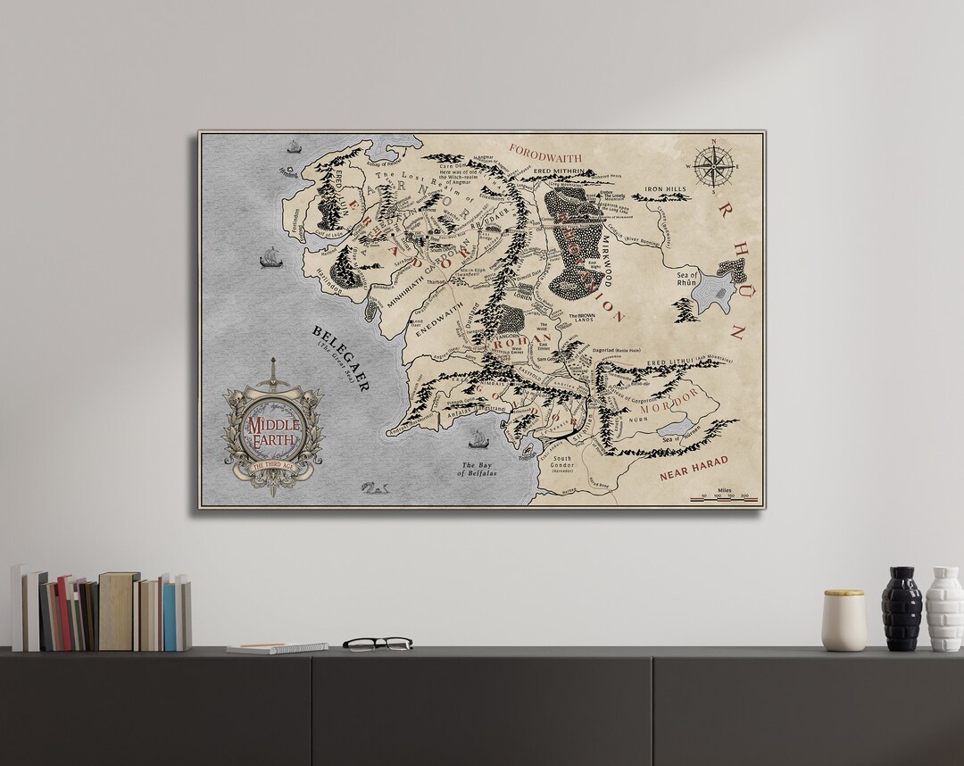 Middle-earth Map Poster and Canvas Art the Lord of the Rings - Etsy