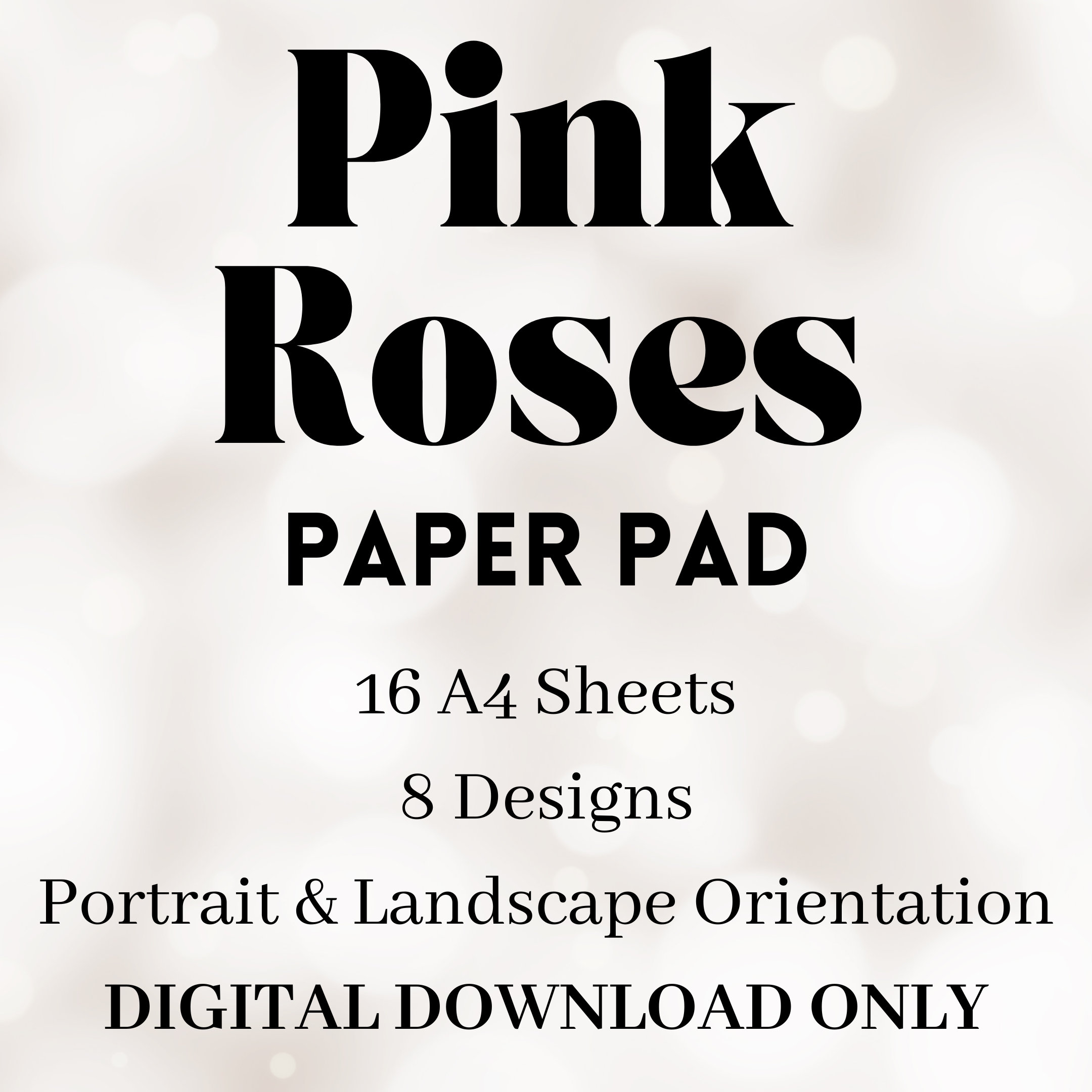 DIGITAL DOWNLOAD Pink Roses A4 Paper Pad - Etsy UK