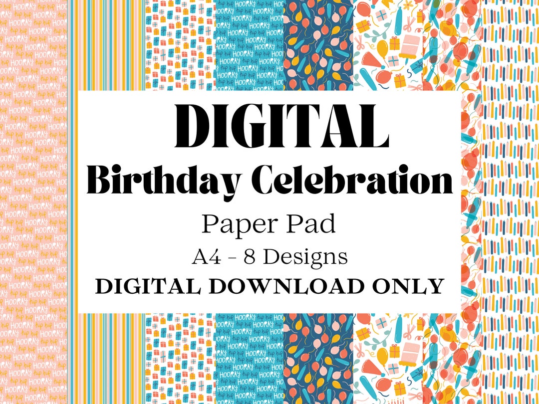 DIGITAL DOWNLOAD Birthday Celebration A4 Paper Pad - Etsy