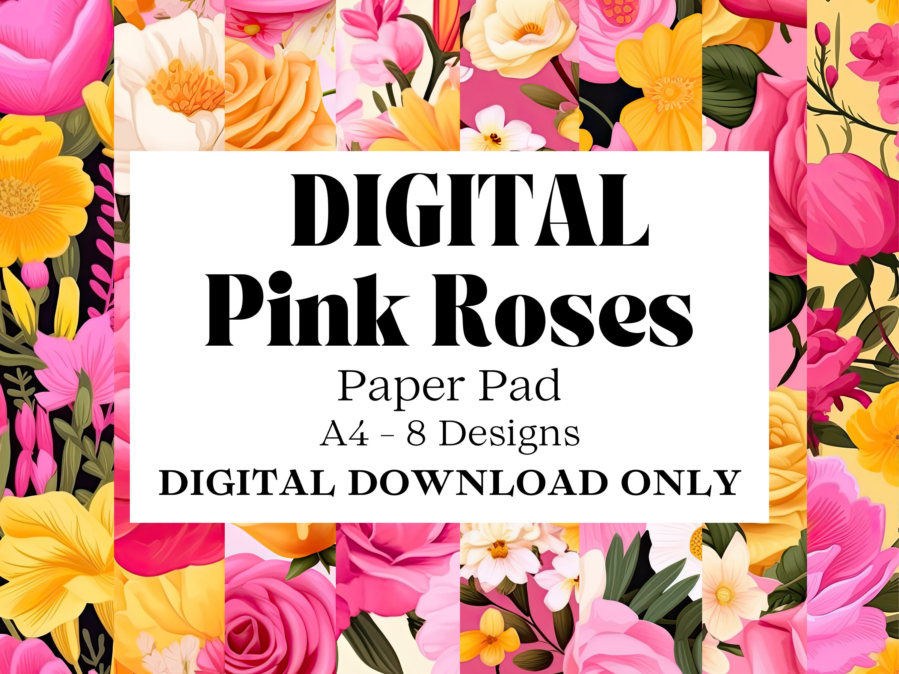 DIGITAL DOWNLOAD Pink Roses A4 Paper Pad - Etsy UK