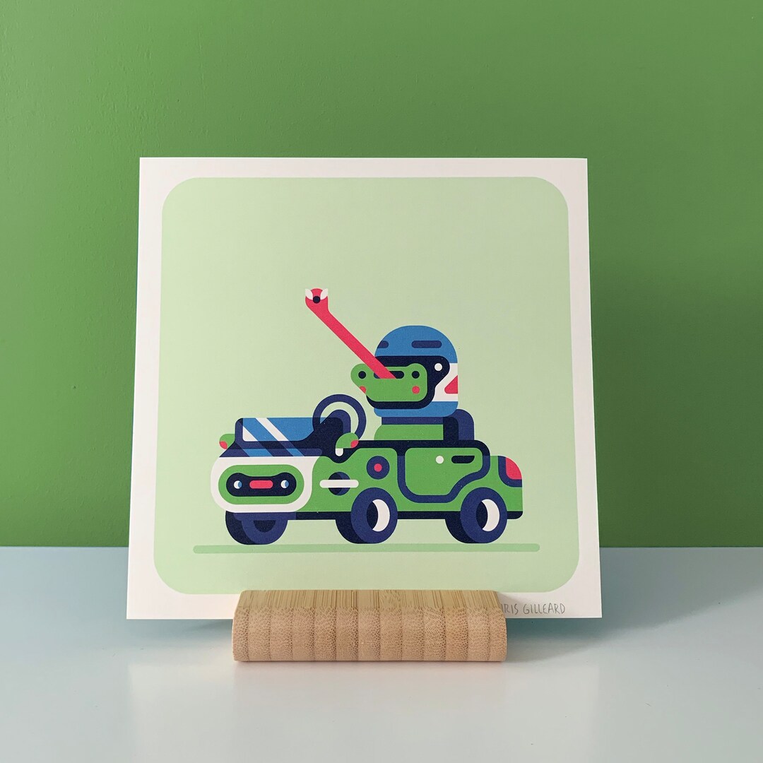 Frog Go Kart | Animal Racing Car Illustration - Frog Driving Car ...
