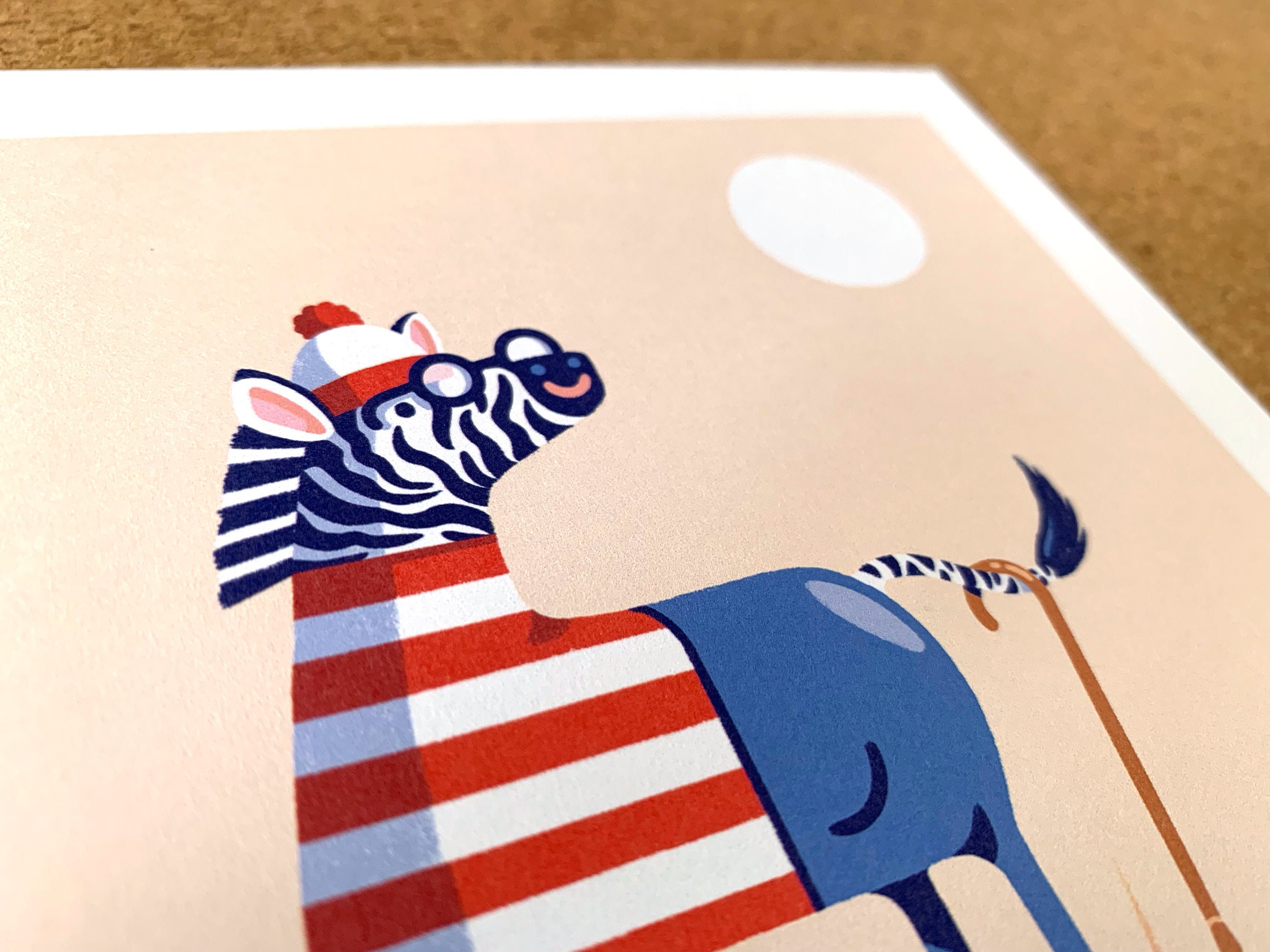 Zebra Wally Print Where's Waldo Inspired Animal Illustration Where's ...