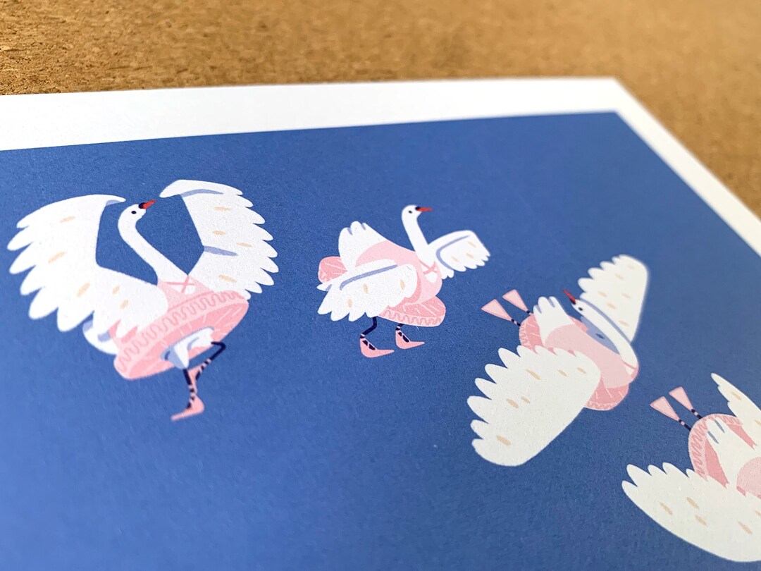 Swan Dive Print | Swan Lake Ballet | Animal Illustration | Square ...