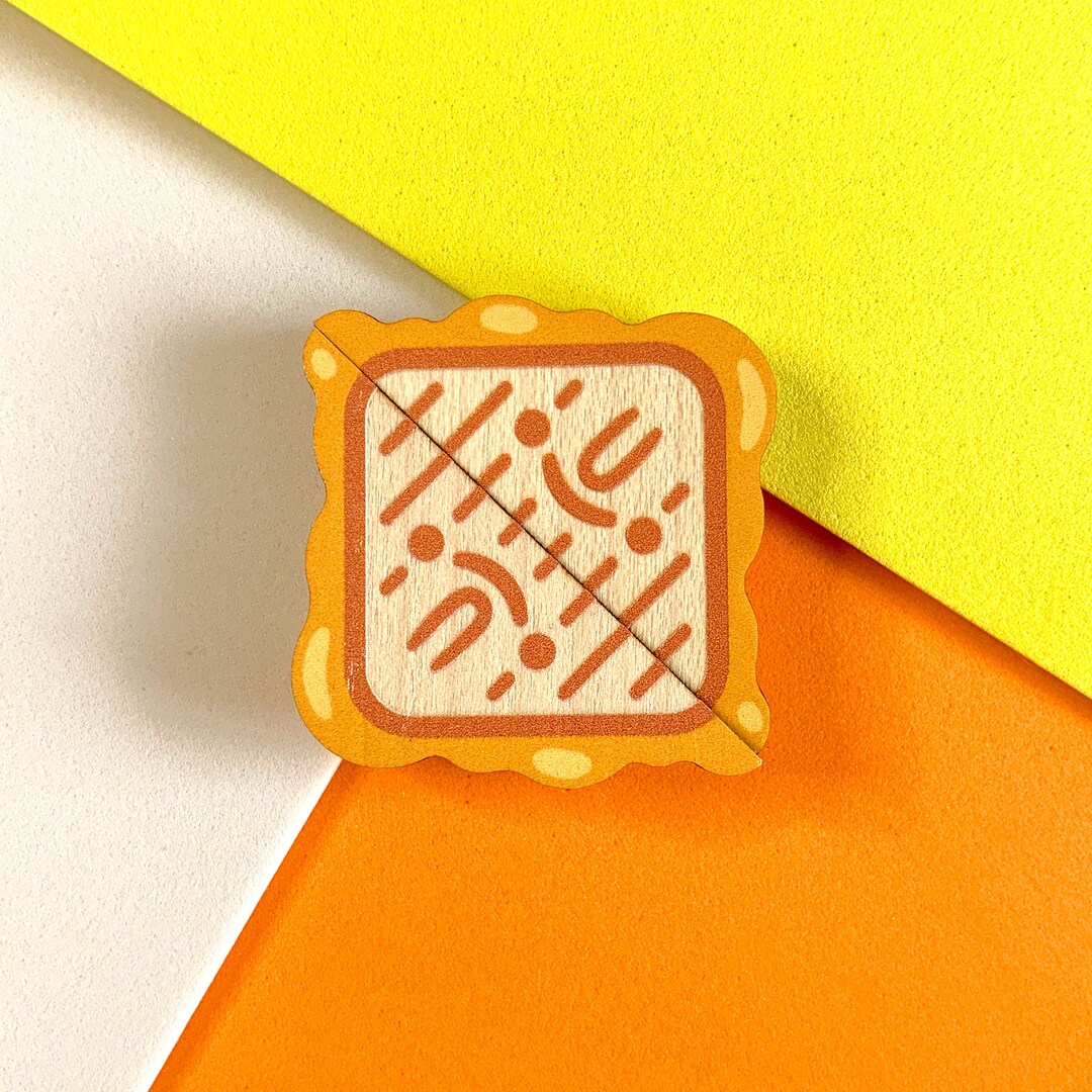 Cheese Toastie Pin Badges: Grilled Cheese Wood Brooch Set - Etsy