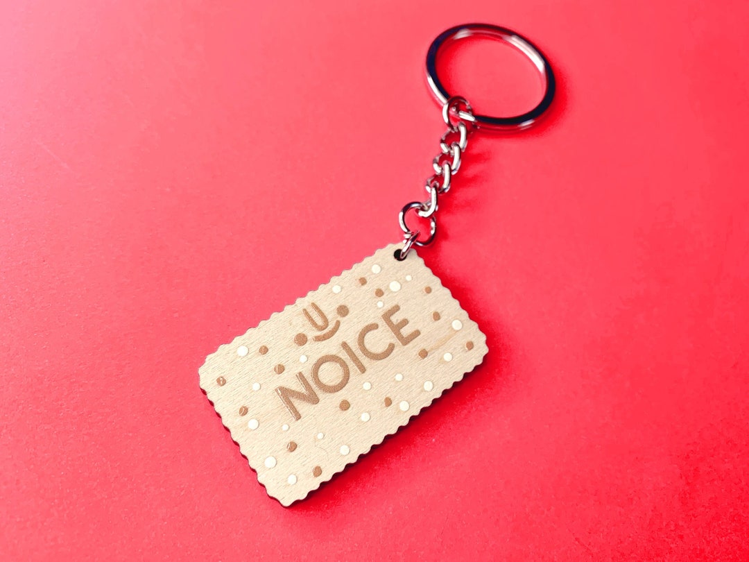 Noice Biscuit Keyring Wooden Keychain, Printed Bag Charm, Laser Cut ...