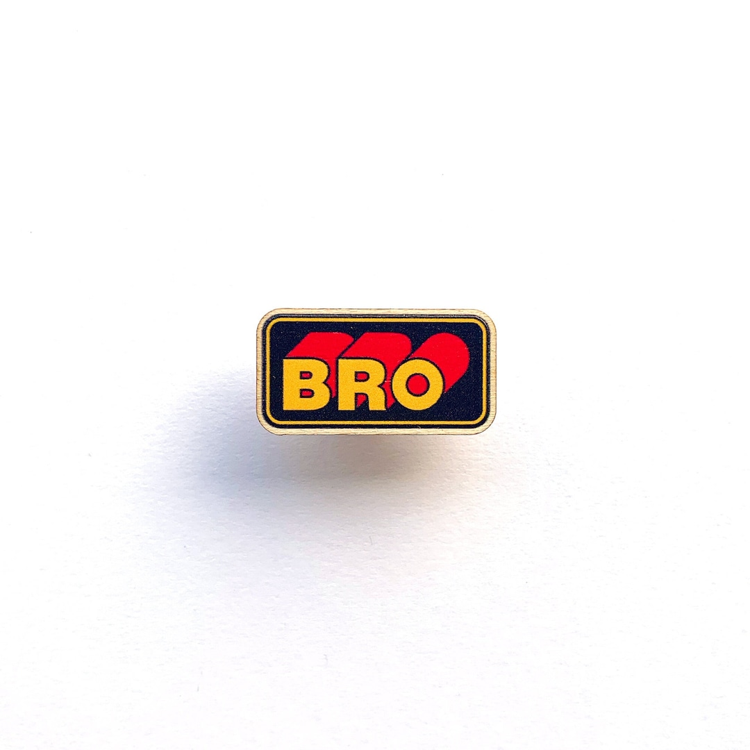 BRO Wooden Pin Badge - Retro BRIO Logo Inspired Fan Brooch, 80s 90s ...