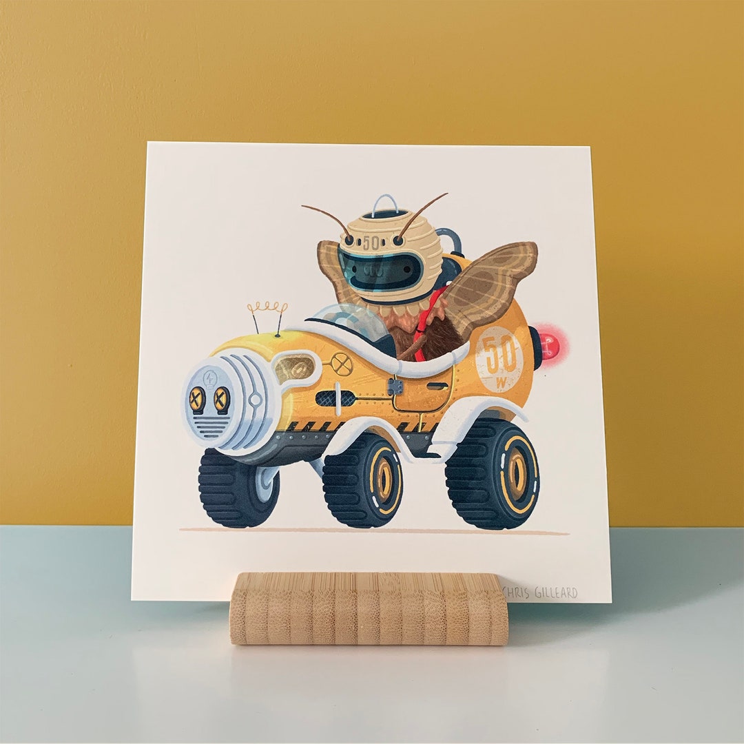 Moth Race Car | Digital Art Print - Funny Animal Driving Car ...