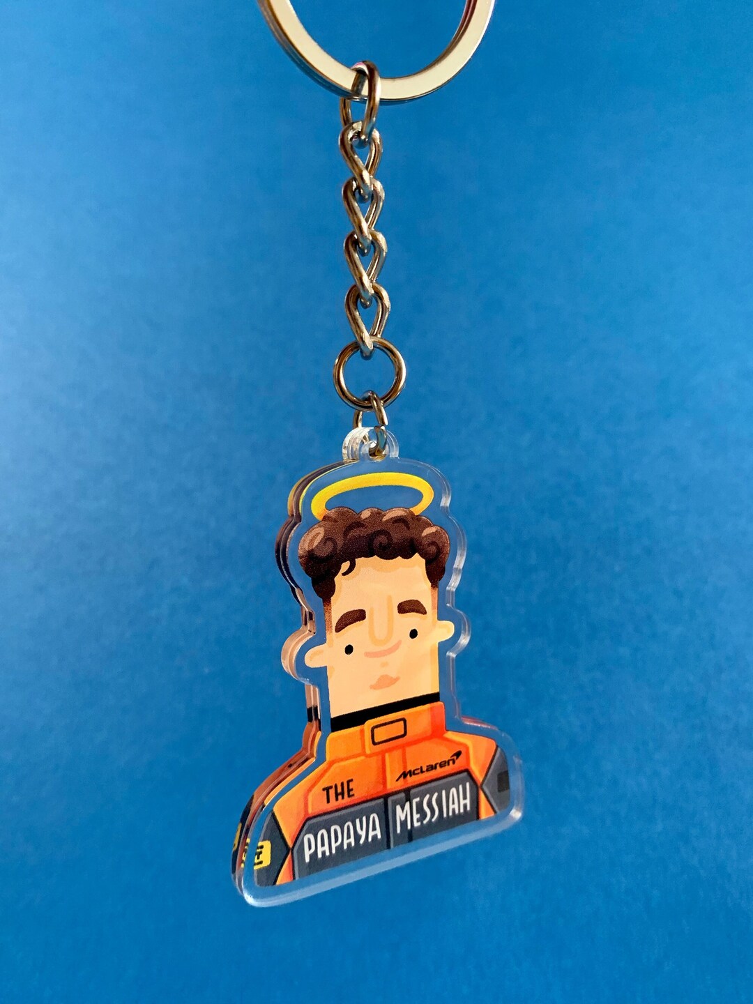 Papaya Messiah Keyring, Lando Norris Inspired Fan Art, Acrylic Keychain ...