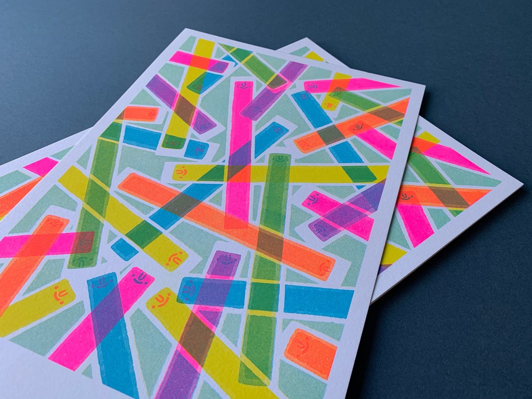 Riso Pops A4 | 3 Colour Risograph Ice Pop Print, Ice Pole Otter Pop ...