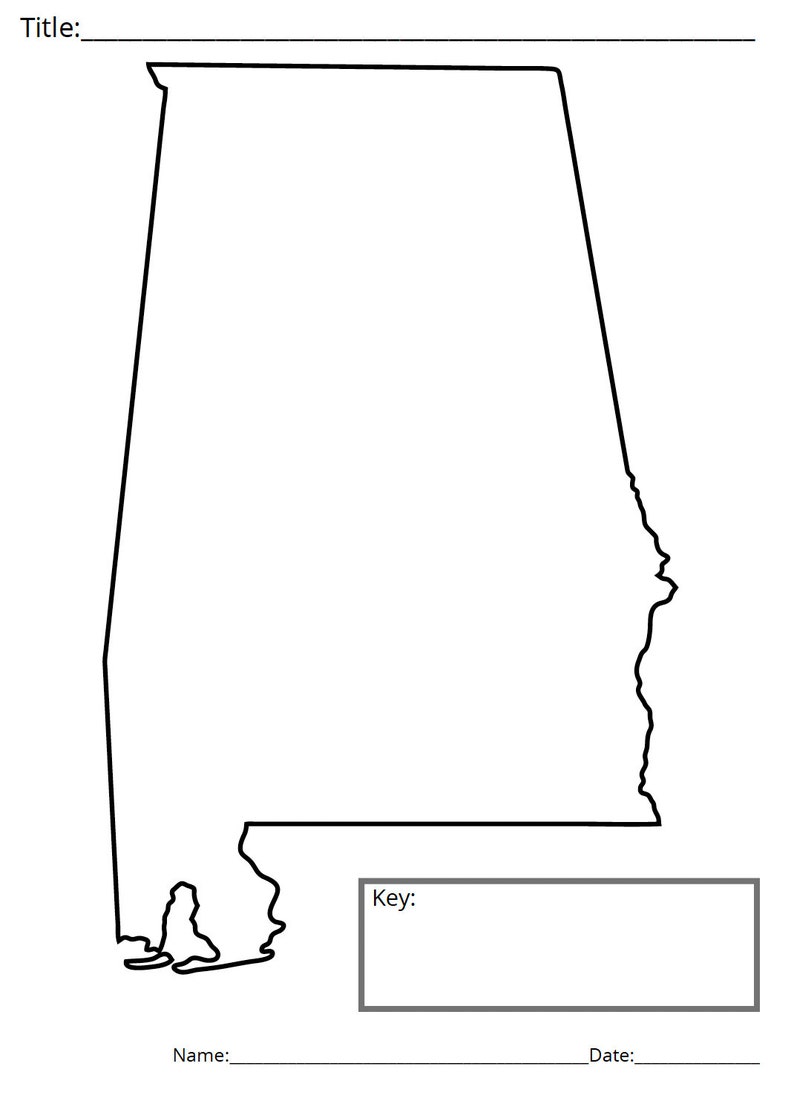 Alabama State Outline Map - Etsy