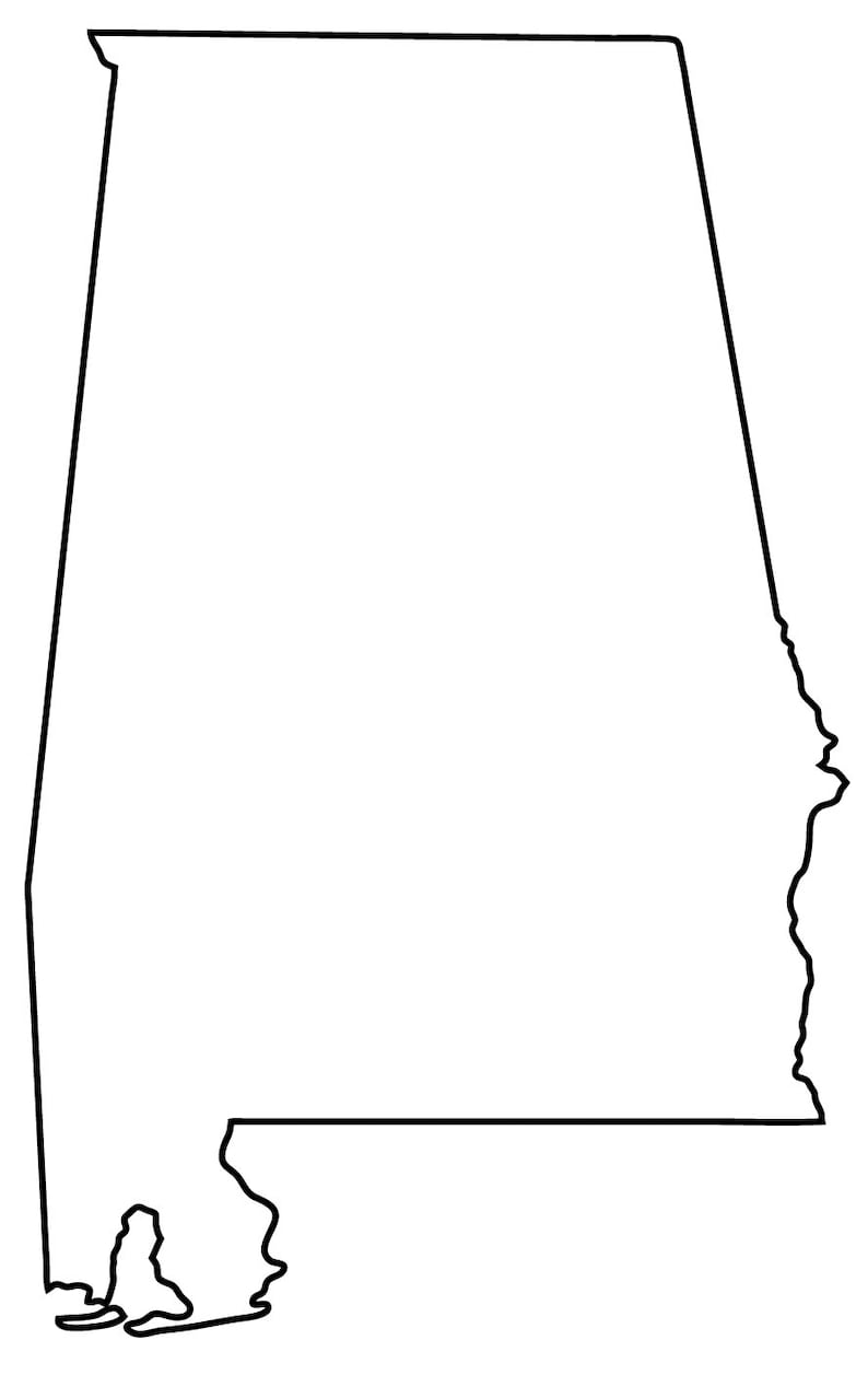 Alabama State Outline Map - Etsy
