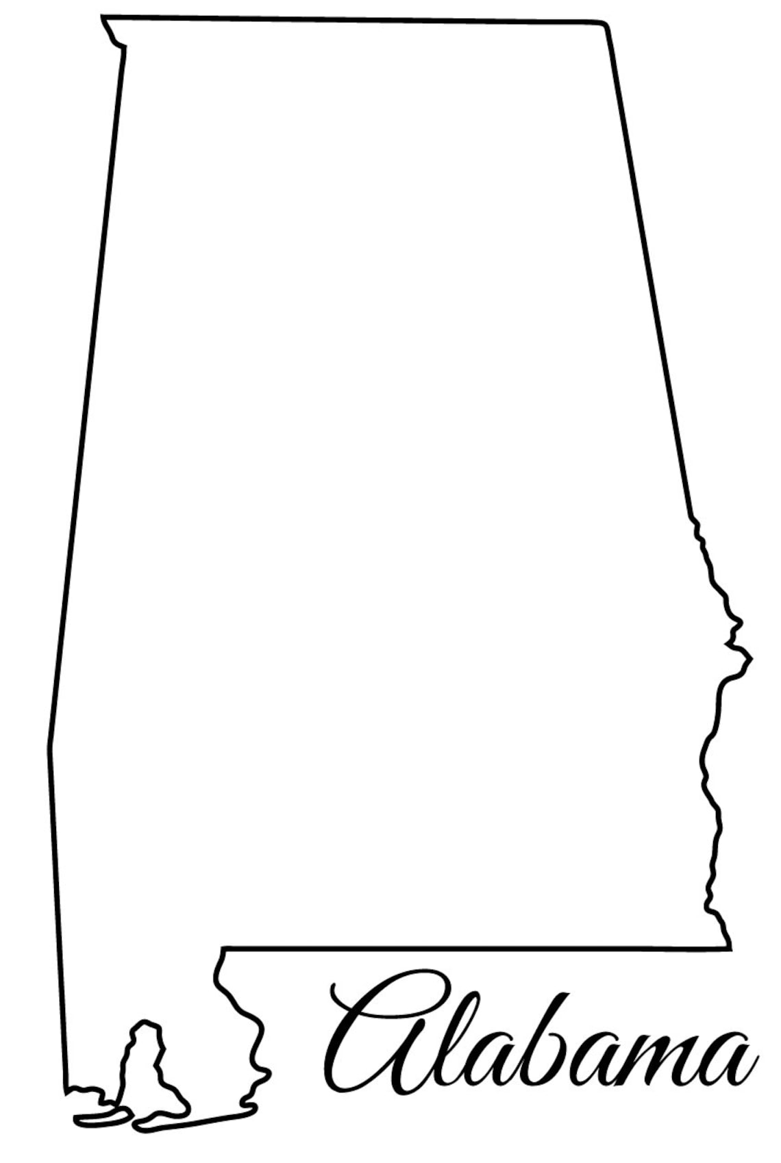 Alabama State Outline Map - Etsy