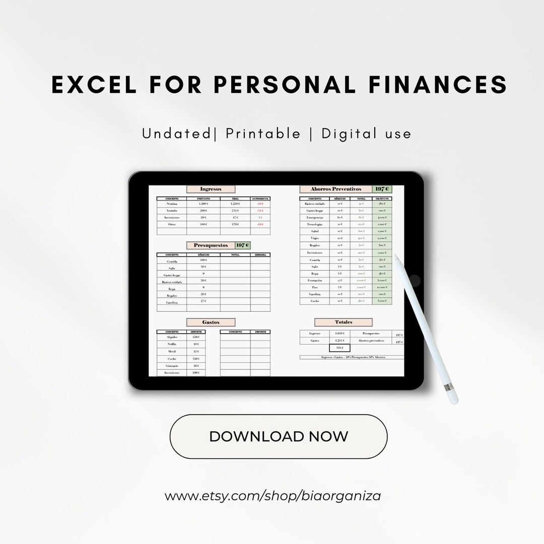 Simple Excel Template for Personal Finances Personal Finances Tracker Financial Tracker ...