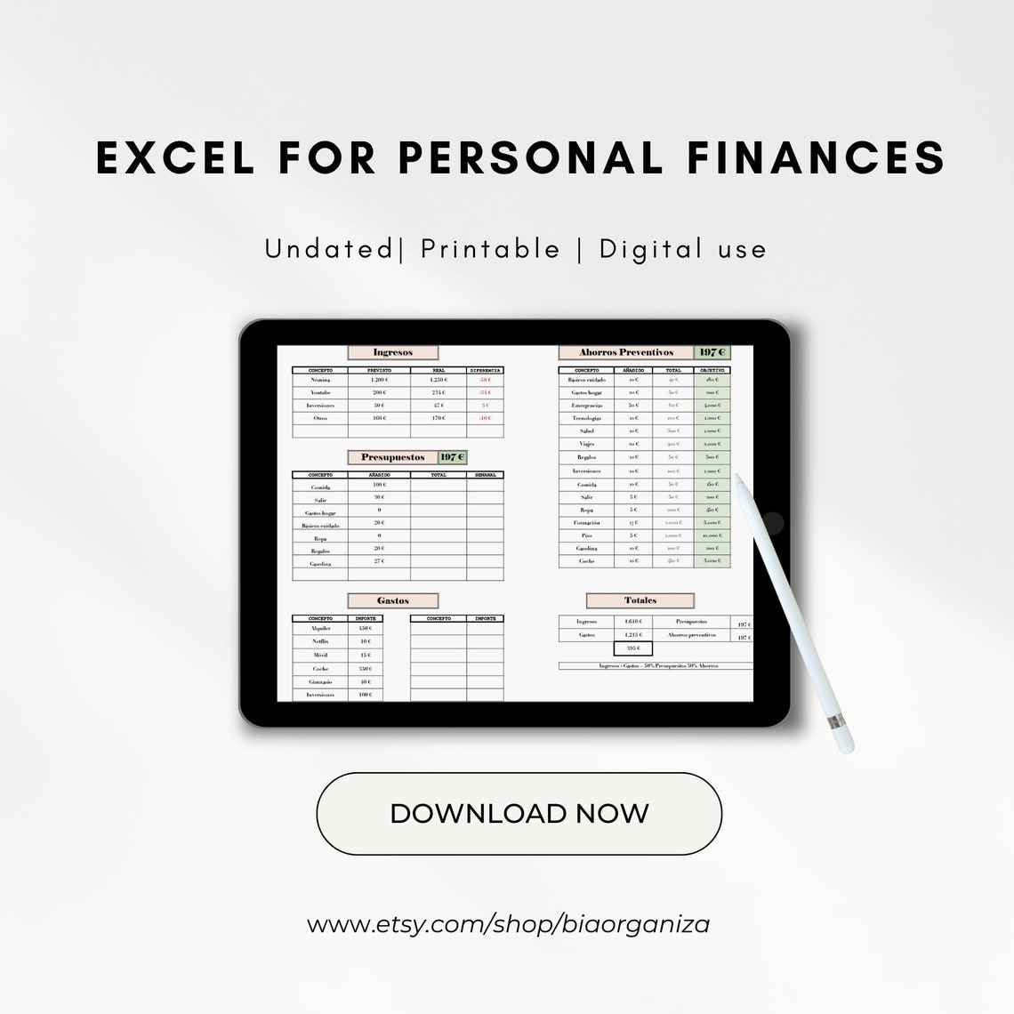 Simple Excel Template for Personal Finances Personal Finances Tracker ...