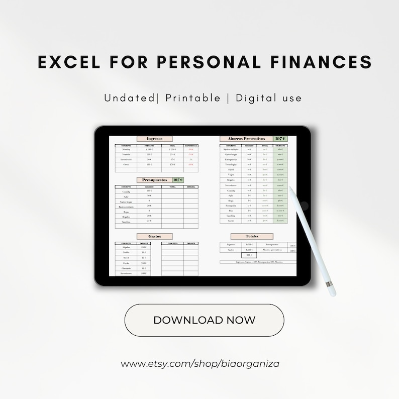 Simple Excel Template for Personal Finances Personal Finances Tracker ...