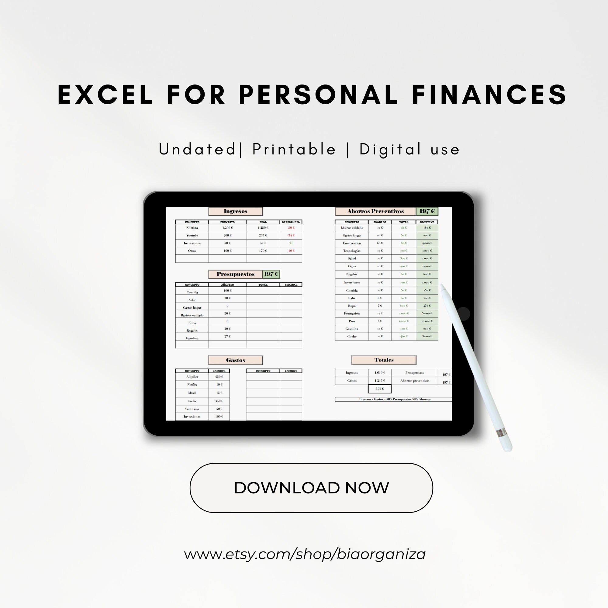 Simple Excel Template for Personal Finances Personal Finances Tracker ...