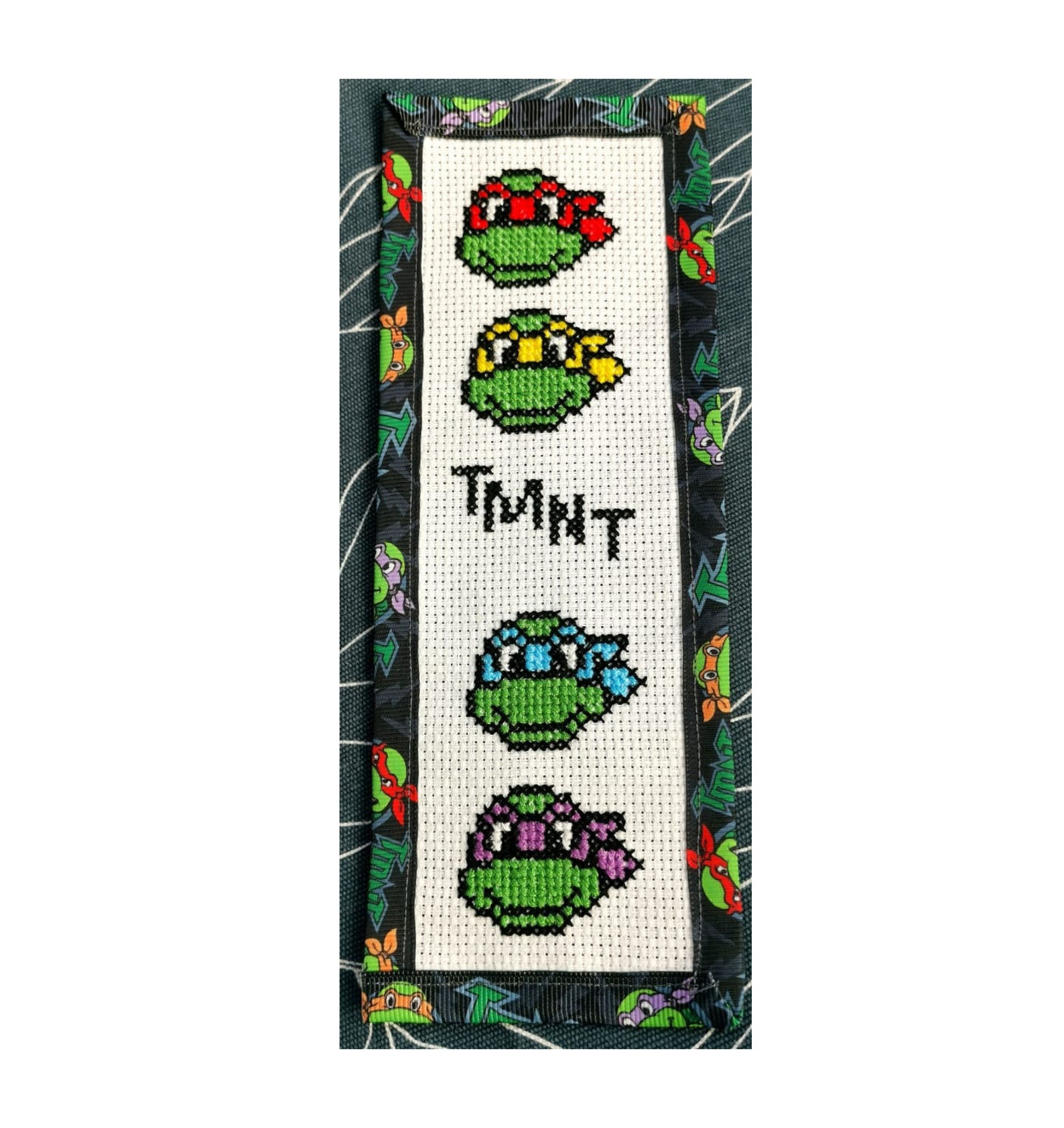 DIY Finished Completed TMNT Grosgrain Ribbon Counted Cross Stitch Kit ...