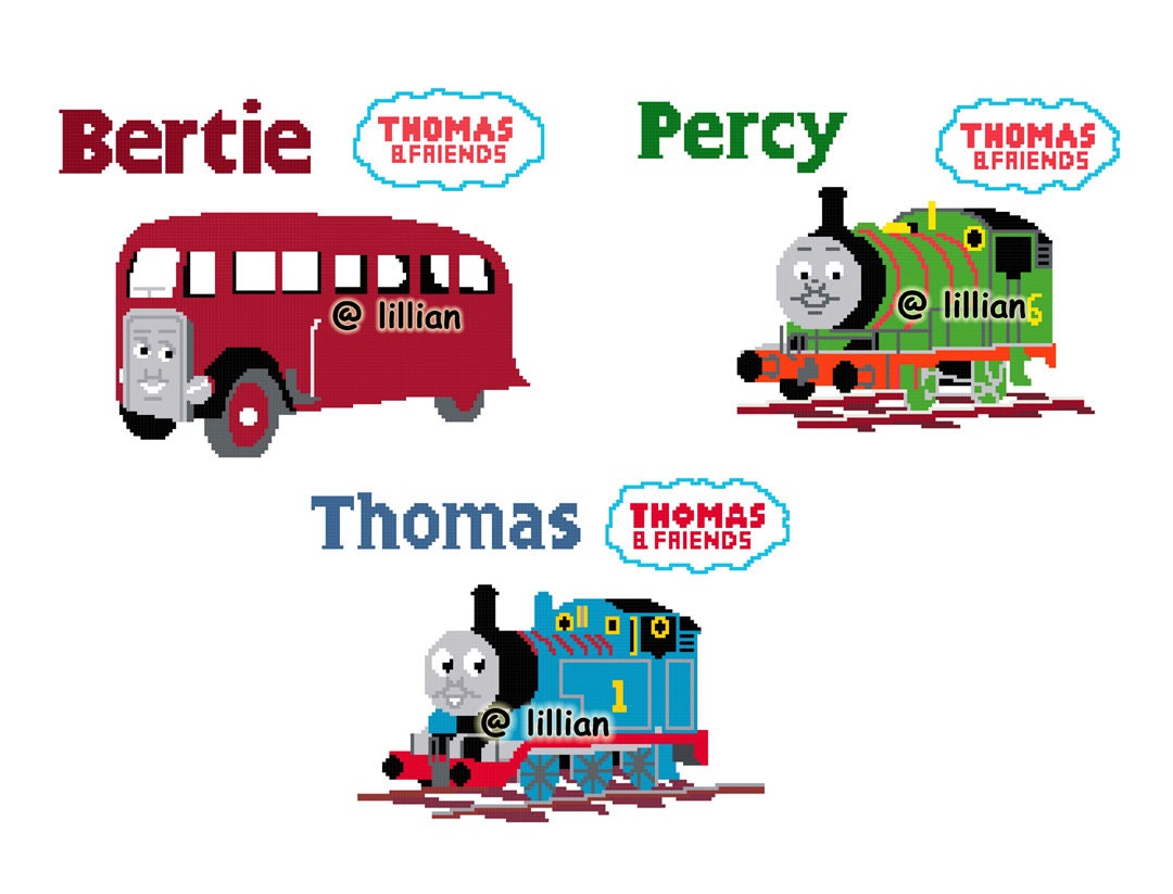 PDF 3 Sets THOMAS & Friends Bertie Percy Counted Cross Stitch Pattern ...