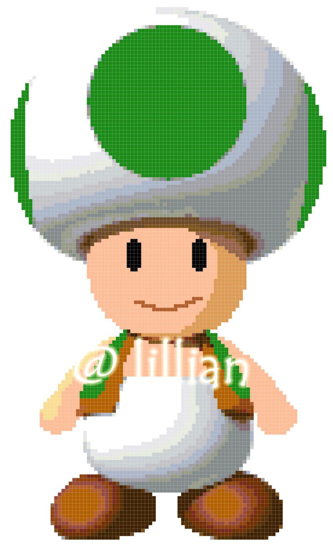 PDF Super MARIO ~ Green TOAD Counted Cross Stitch Pattern Chart - Etsy