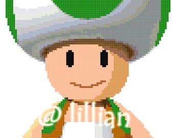 PDF Super MARIO Blue TOAD Counted Cross Stitch Pattern Chart - Etsy