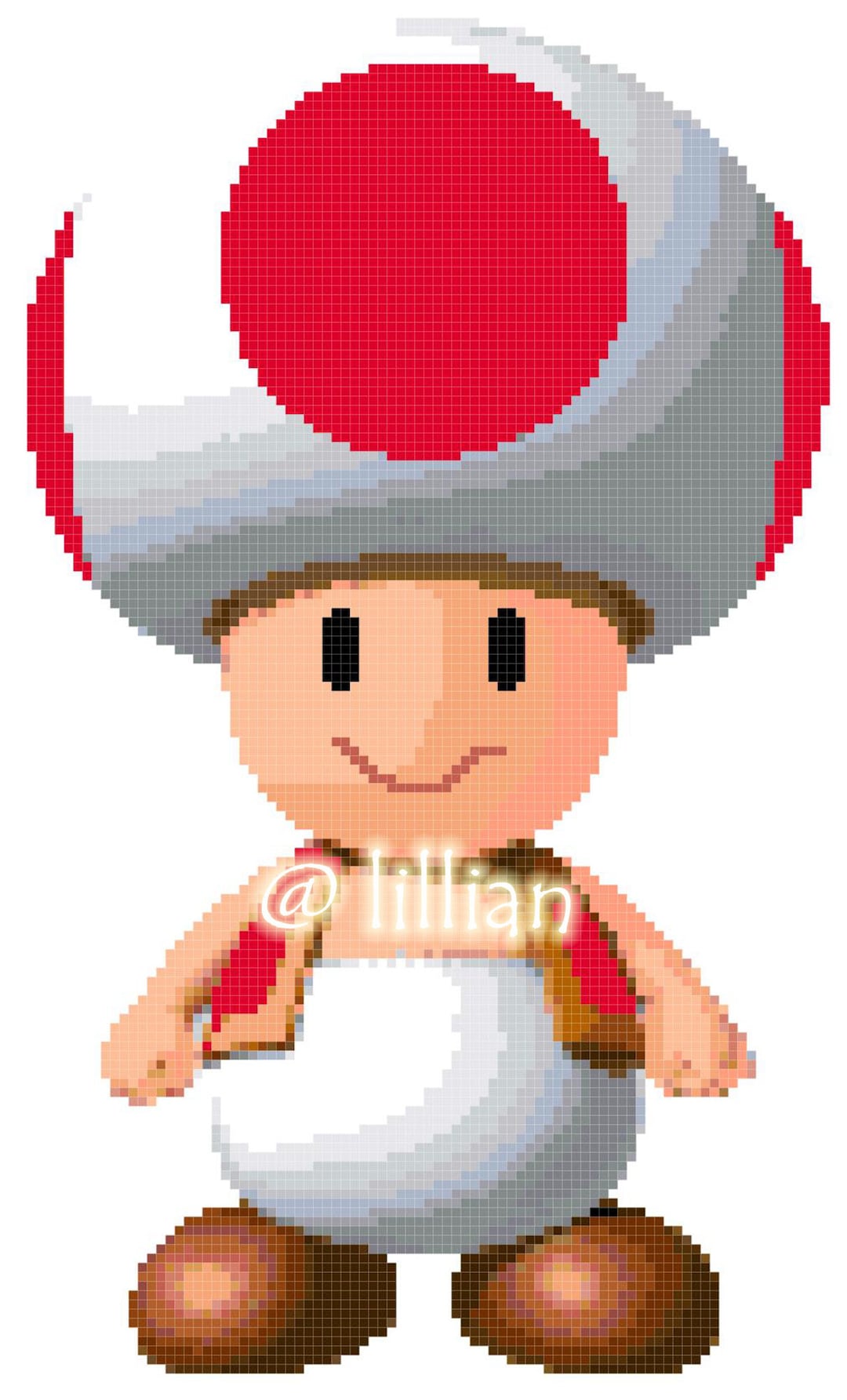 PDF Super MARIO ~ Red TOAD Counted Cross Stitch Pattern Chart - Etsy