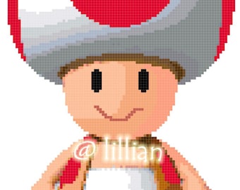PDF Super MARIO Blue TOAD Counted Cross Stitch Pattern Chart - Etsy