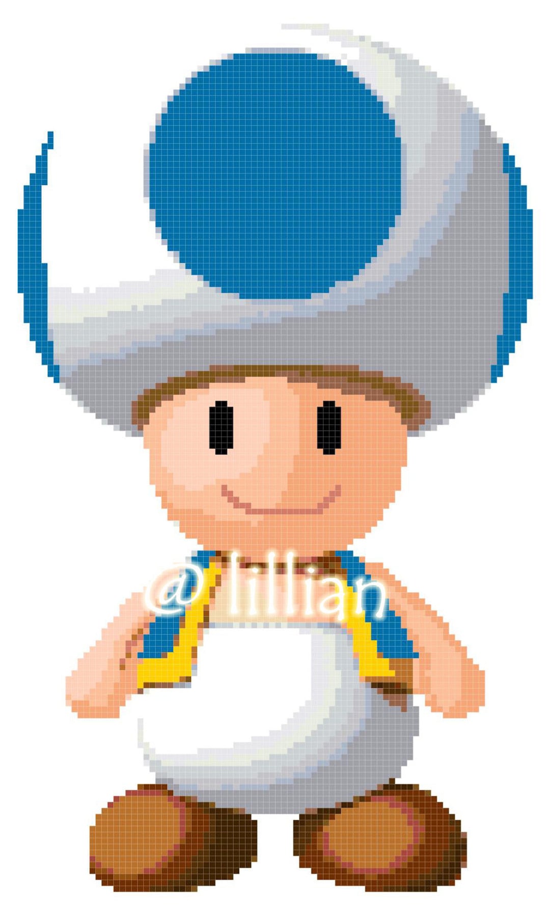 PDF Super MARIO ~ Blue TOAD Counted Cross Stitch Pattern Chart - Etsy