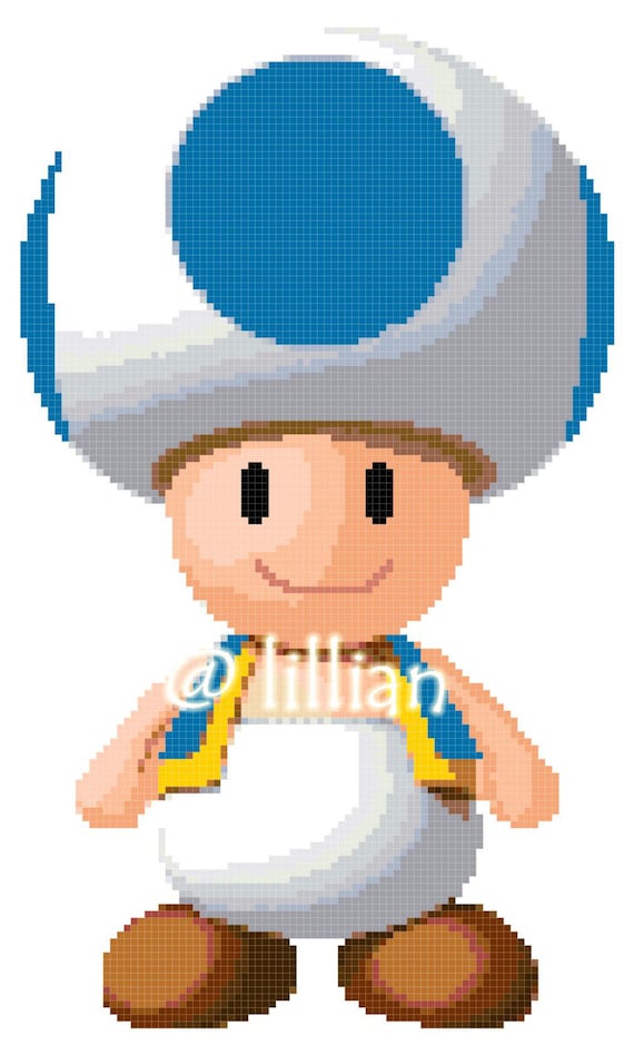 PDF Super MARIO Blue TOAD Counted Cross Stitch Pattern Chart - Etsy