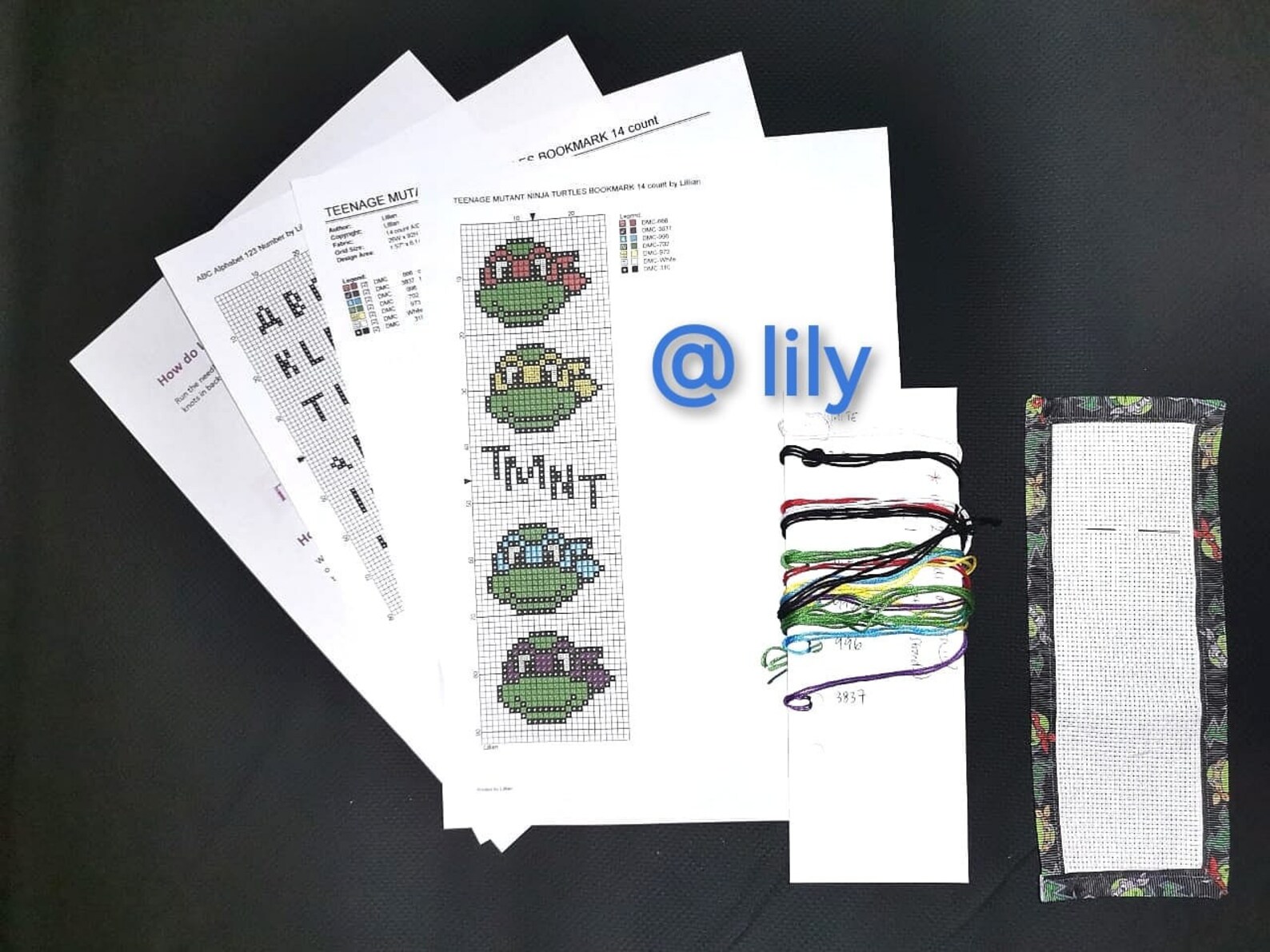 DIY Finished Completed TMNT Grosgrain Ribbon Counted Cross Stitch Kit ...