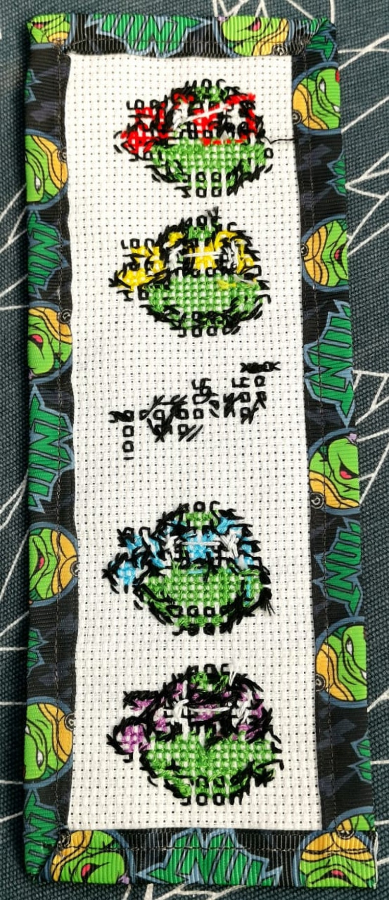 DIY Finished Completed TMNT Grosgrain Ribbon Counted Cross Stitch Kit ...