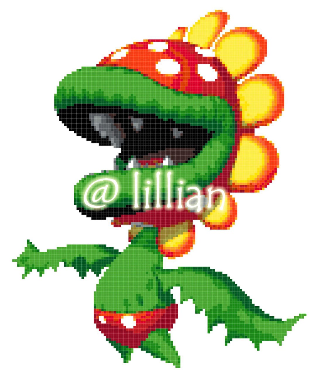 PDF Super MARIO ~ Petey PIRANHA Counted Cross Stitch Pattern Chart - Etsy