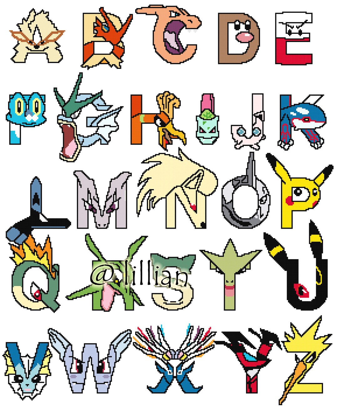 PDF CHARACTER Alpbahet Alphabets Alphabetical Pikachu ABC Sampler ...