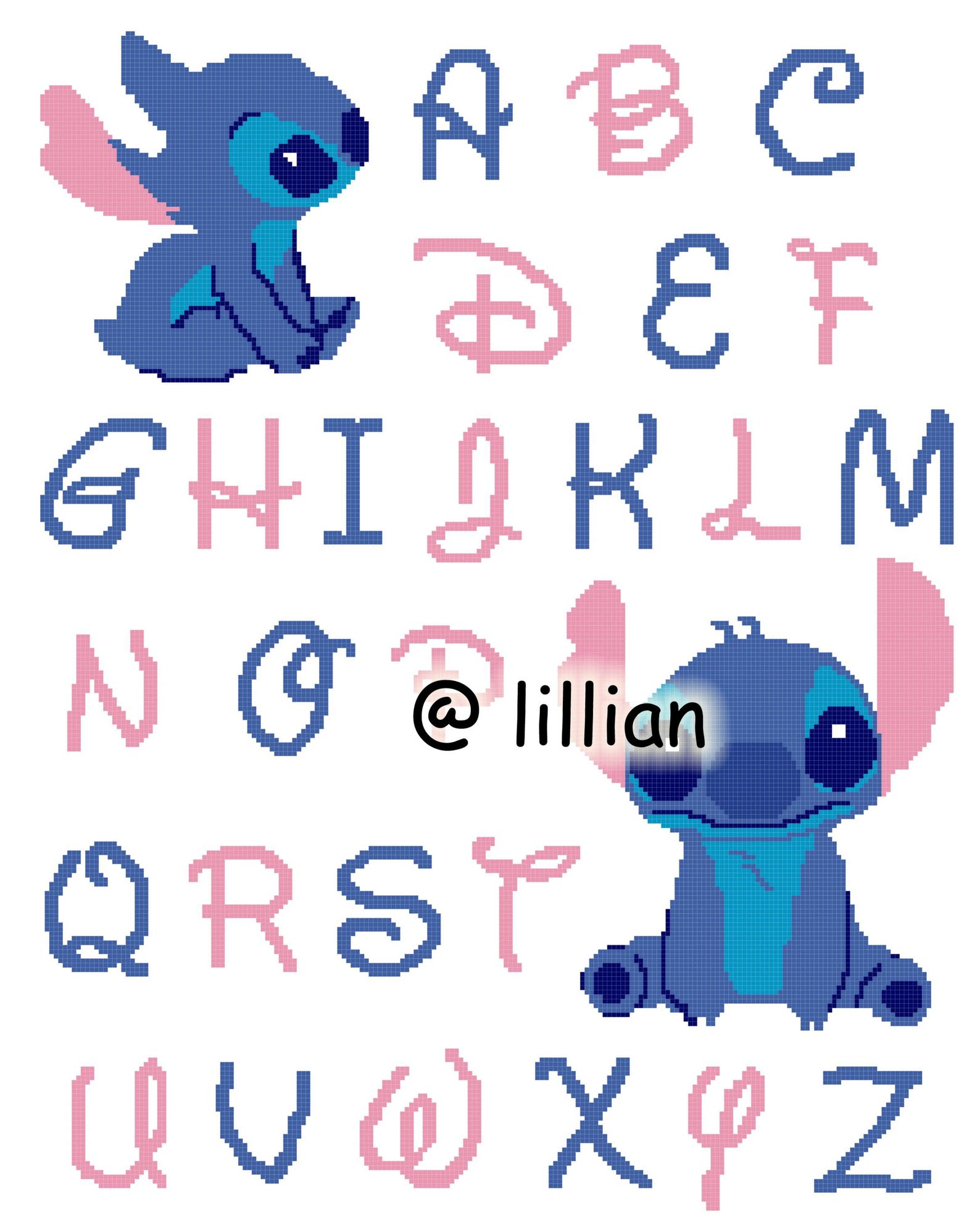 PDF Lilo & STITCH Alphabet Alphabetical ABC Counted Cross Stitch ...
