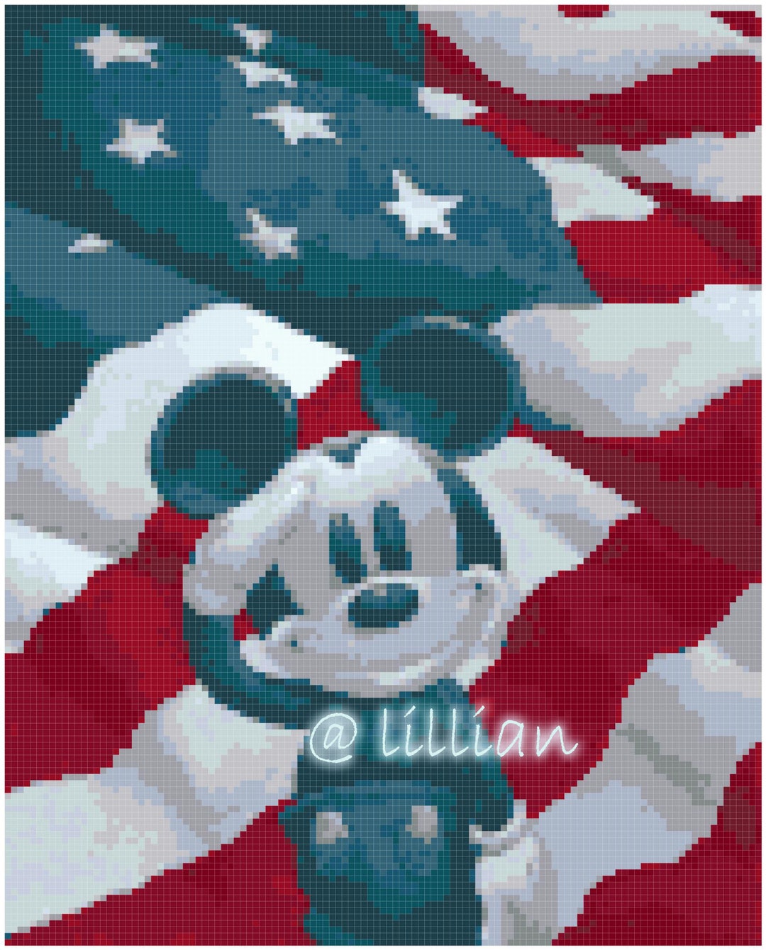 PDF MICKEY Mouse Salute Counted Cross Stitch Pattern Chart - Etsy