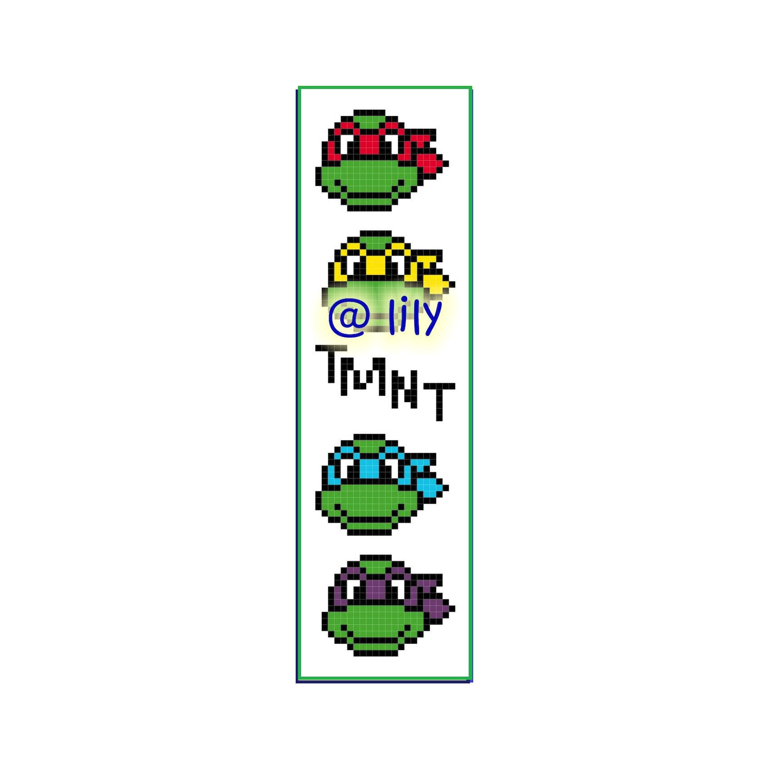 Pdf TMNT Grosgrain Ribbon Counted Cross Stitch Pattern Chart Bookmark ...