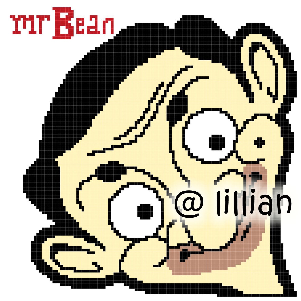 PDF Mr BEAN POTRAIT Counted Cross Stitch Pattern Chart - Etsy