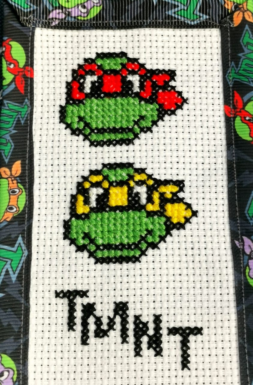 DIY Finished Completed TMNT Grosgrain Ribbon Counted Cross Stitch Kit ...