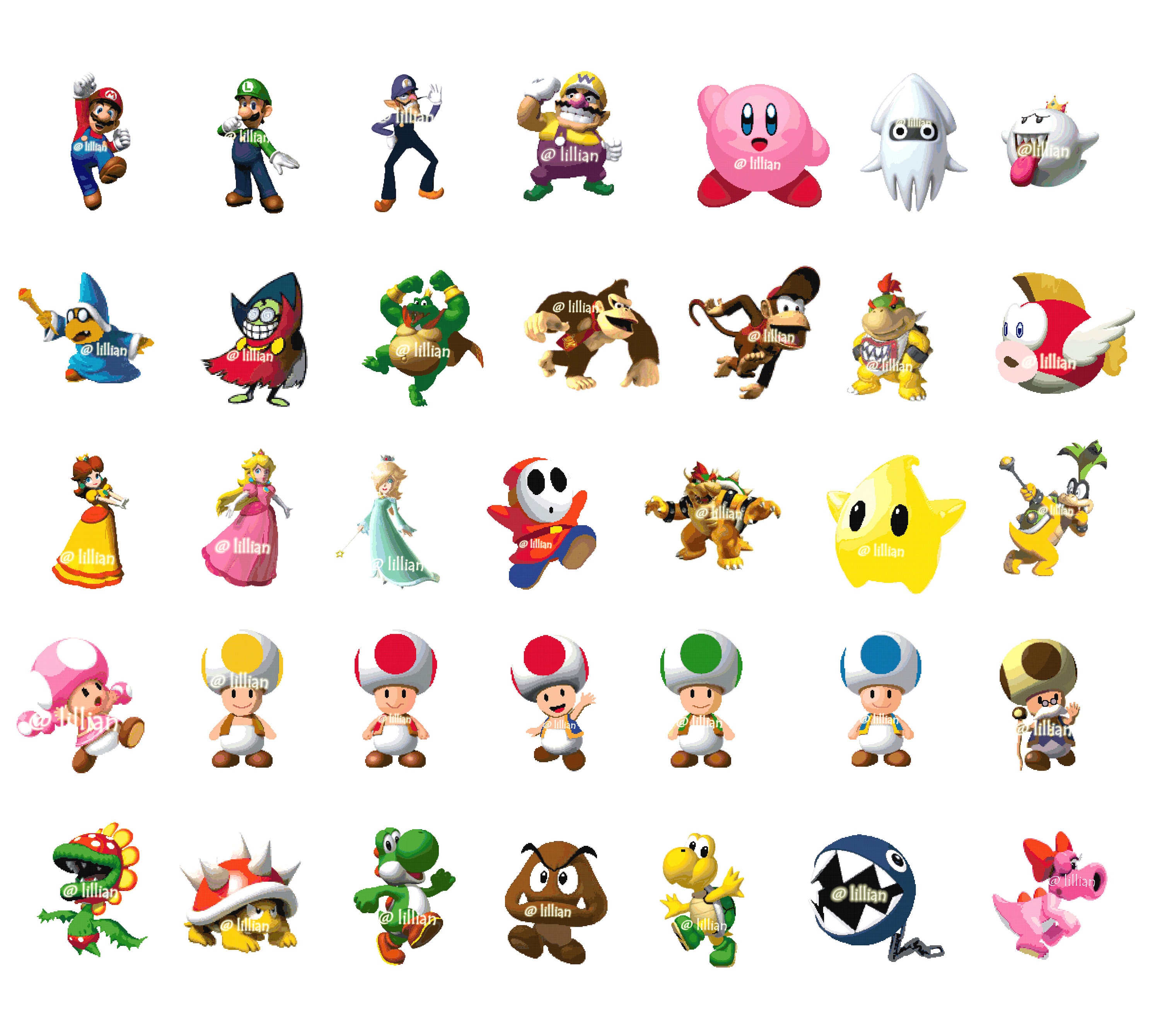 PDF 35 Sets SUPER MARIO Luigi Toad Yoshi Wario Waluigi Kirby Luna ...