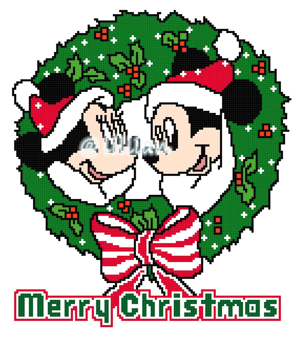 PDF MICKEY MINNIE Mouse Merry Christmas Counted Cross Stitch Pattern ...