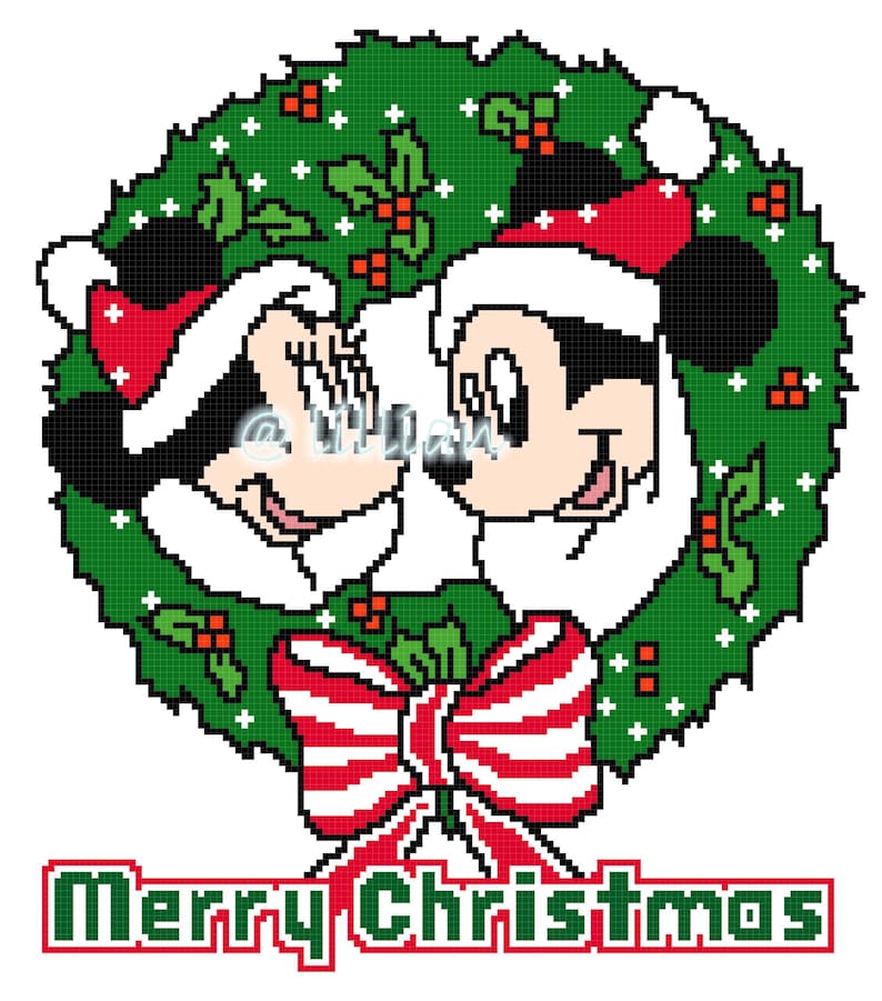 PDF MICKEY MINNIE Mouse Merry Christmas Counted Cross Stitch Pattern ...