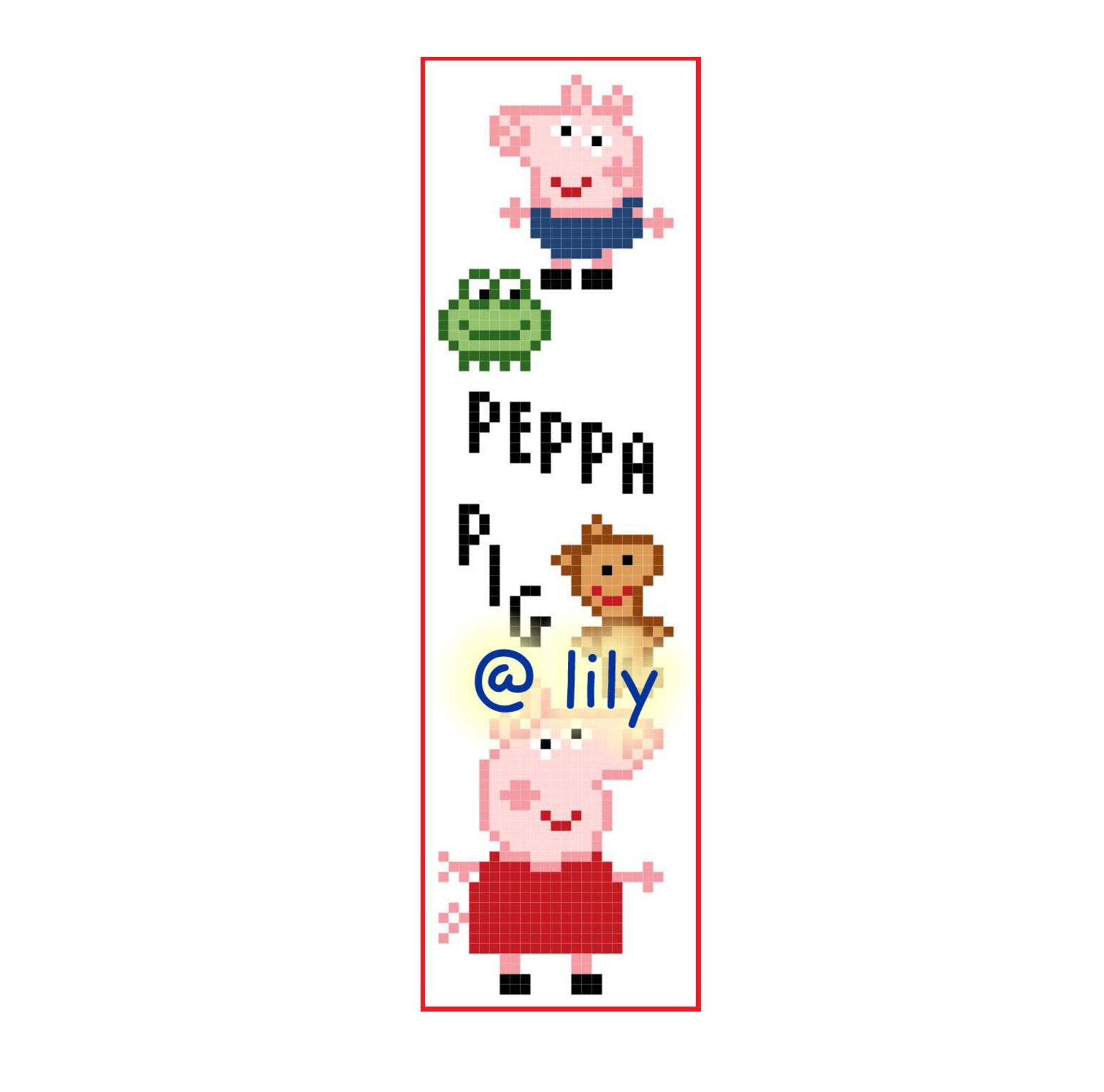 DIY Finished Completed PEPPA PIG Grosgrain Ribbon Counted Cross Stitch ...