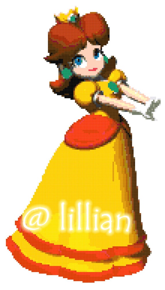 PDF Super MARIO Princess DAISY Counted Cross Stitch Pattern - Etsy