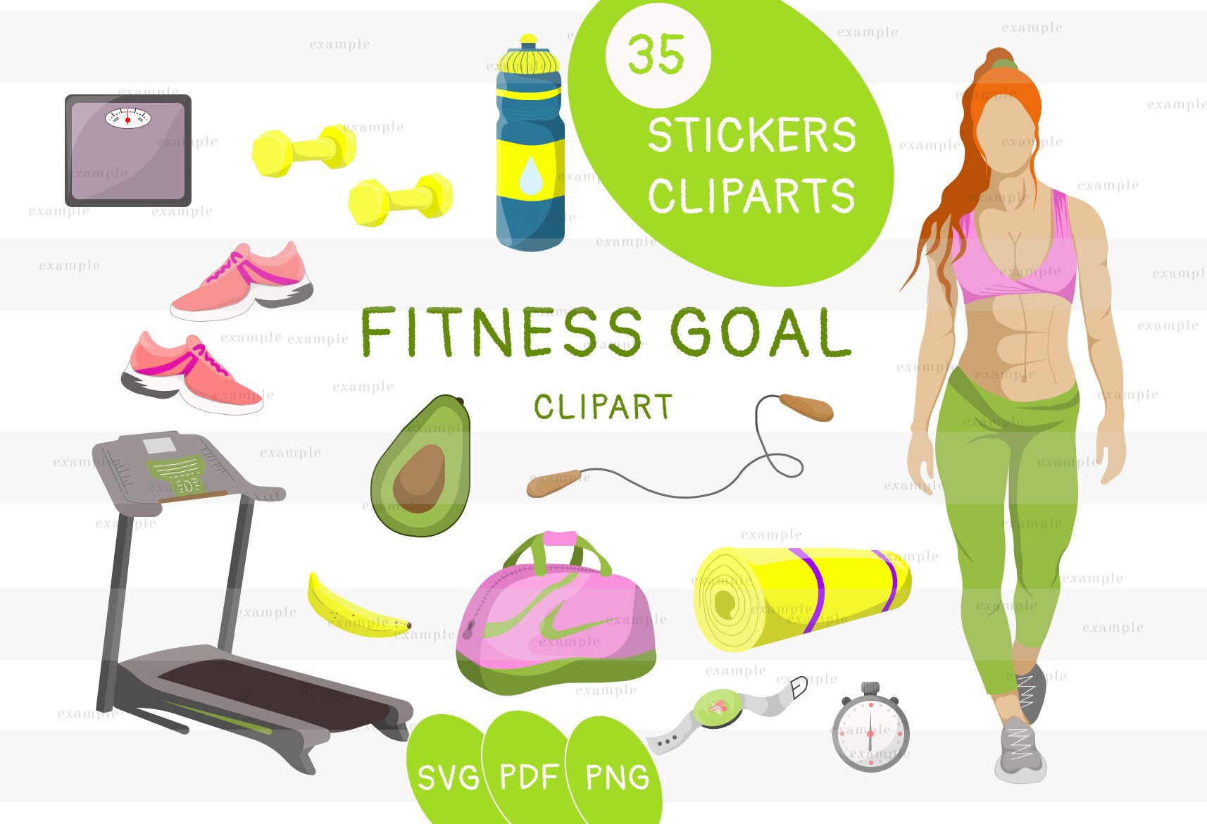 Workout Clipart - Fitness Clipart - Instant Download - Weights ...