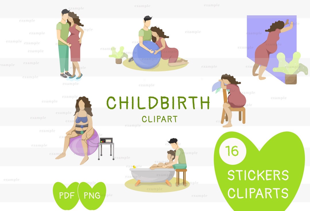 Childbirth Clipart, Printable Files, Birth Positions, Midwife Print ...