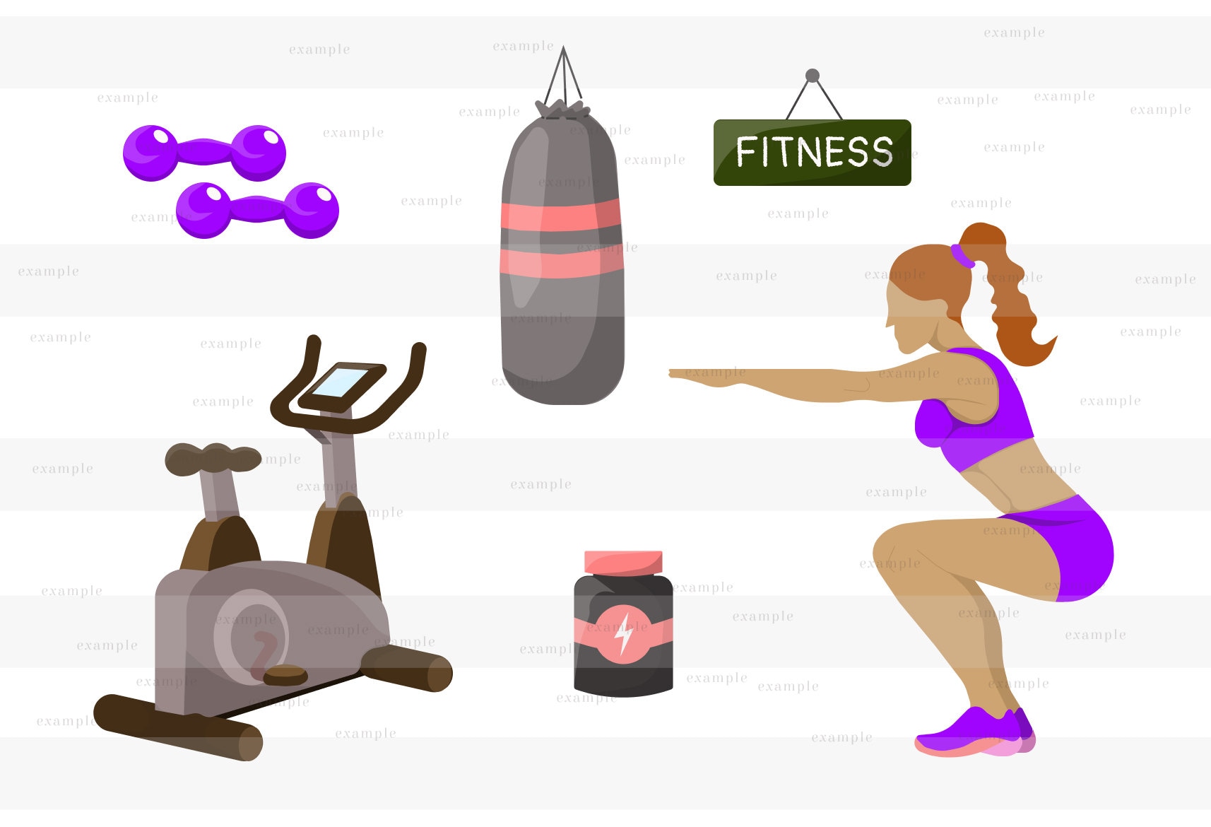 Workout Clipart - Fitness Clipart - Instant Download - Weights ...