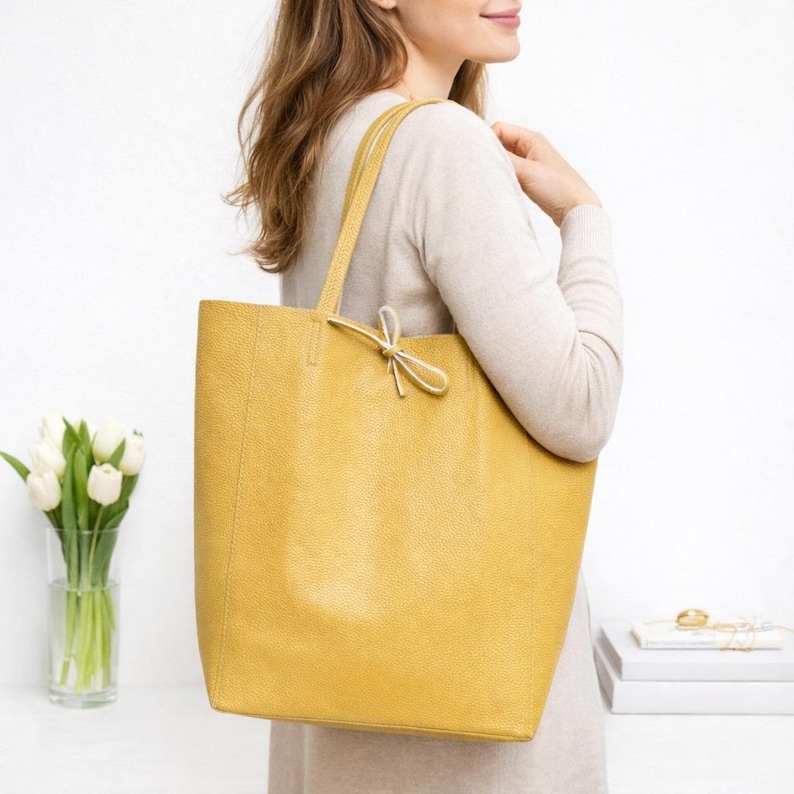 Italian Leather Tote Bag – Tuscany Shopper, Spacious, Timeless Elegance ...