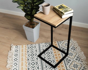 Metal Wood Side Table - Etsy