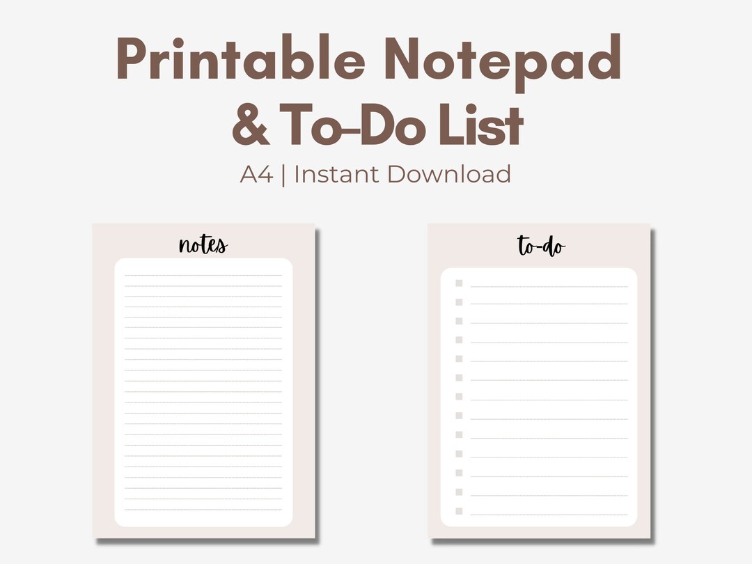 Printable Notes To-do List Instant Digital Download A4 Size Lined Paper ...