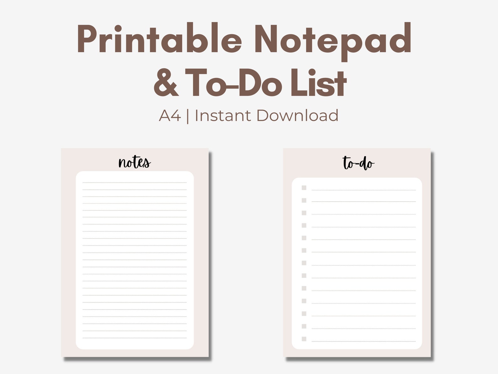 Printable Notes To-do List Instant Digital Download A4 Size Lined Paper ...