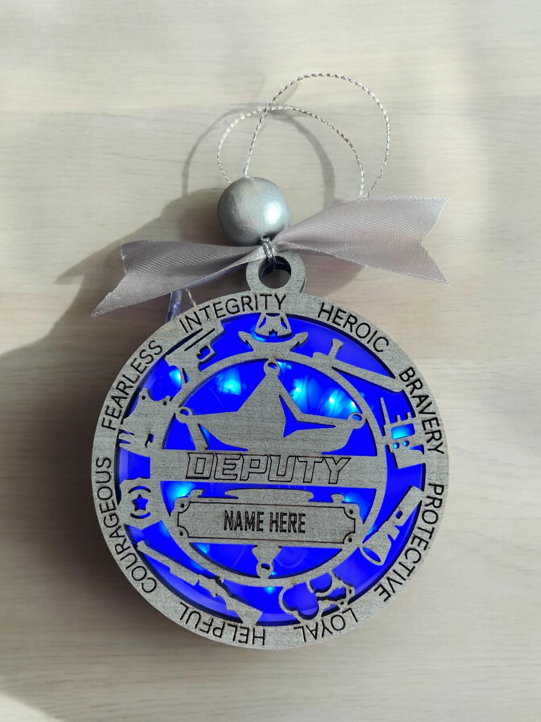 Personalized First Responder Lighted Christmas Ornament Deputy Police ...